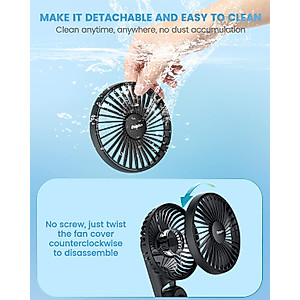 EasyAcc Portable Hand Held Fan, Ultra Quiet 5 Speed Personal Fan, LED Dispay USB C Rechargeable Handheld Fan, 180° Foldable Small Desk Fan, Electric Cooling Fan&PowerBank for Office Home Travel