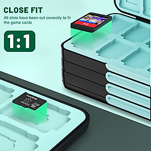 CYKOARMOR Switch Game Case for Nintendo Switch/Switch OLED, Switch Game Holder with 96 Games Card Slot&24 Micro SD Cartridge Slots, Storage Accessories Hard Shell Portable Cartridge Box, Blue Black