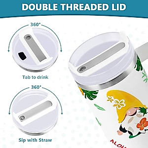 RPLIFE Whimsical Gnomes Bright 40oz Tumbler with Handle, Stainless Steel Coffee Mug, Insulated Coffee Tumbler