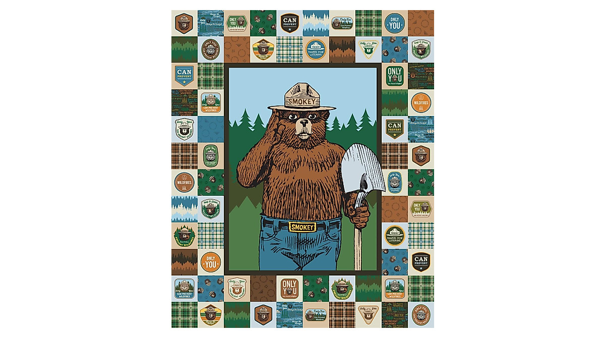 Riley Blake Smokey Bear Cotton Fabric Panel - 36x44