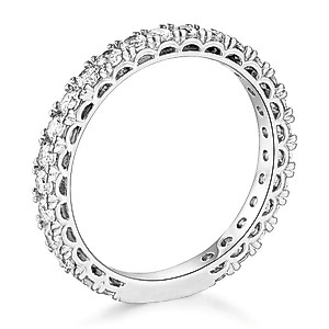 14k White Gold SOLID Semi-Eternity Wedding Band - Size 8.5