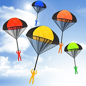 Dshengoo 10 Pcs Parachute Toy,Tangle Free Throwing Parachute Toys,Outdoor Toss It Up Flying Toys for Kids,5 Colors