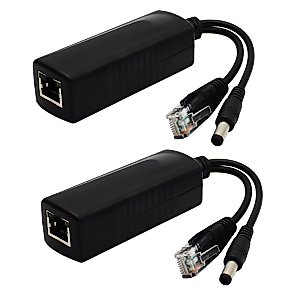 ANVISION 2-Pack Active PoE Splitter Adapter, DC 12V Output, IEEE 802.3af Compliant, 10/100Mbps, for IP Camera AP Voip Phone and More, AV-PS12