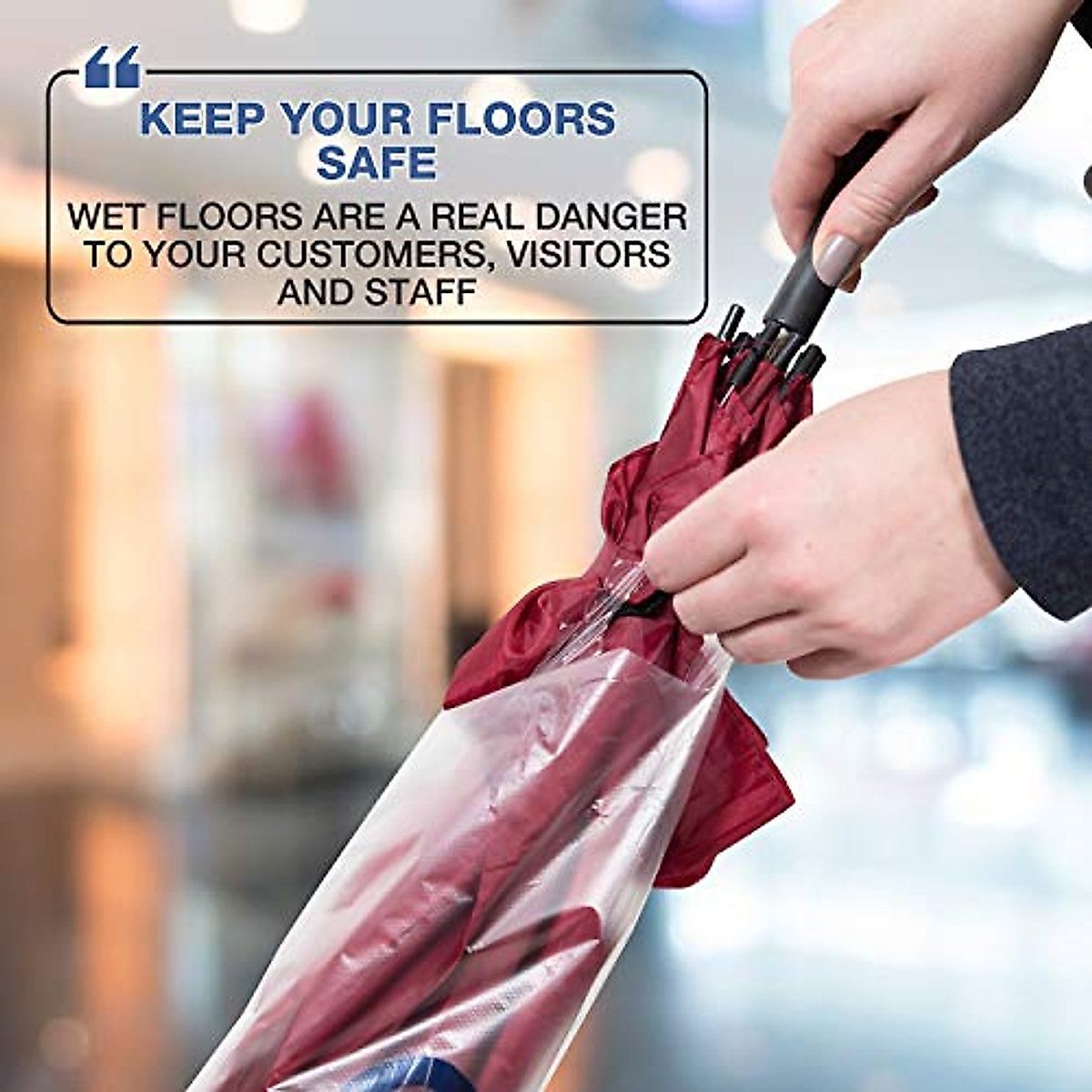 Brella Fella Umbrella Bag Wrapper Station with Sign Frame - Wrap Umbrellas for Rain - Be Safe, Wrap it up! - 100 Long Bags Included