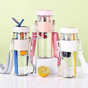 LFRNZS 28oz Water Bottles with Foldable Straw, Wide Mouth Water Tumbler, Iced Coffee Cups,Fruit Infuser Water Bottle,Reusable Boba Cup,Plastic Sports Water Bottle, Shatter-Proof (Grey)