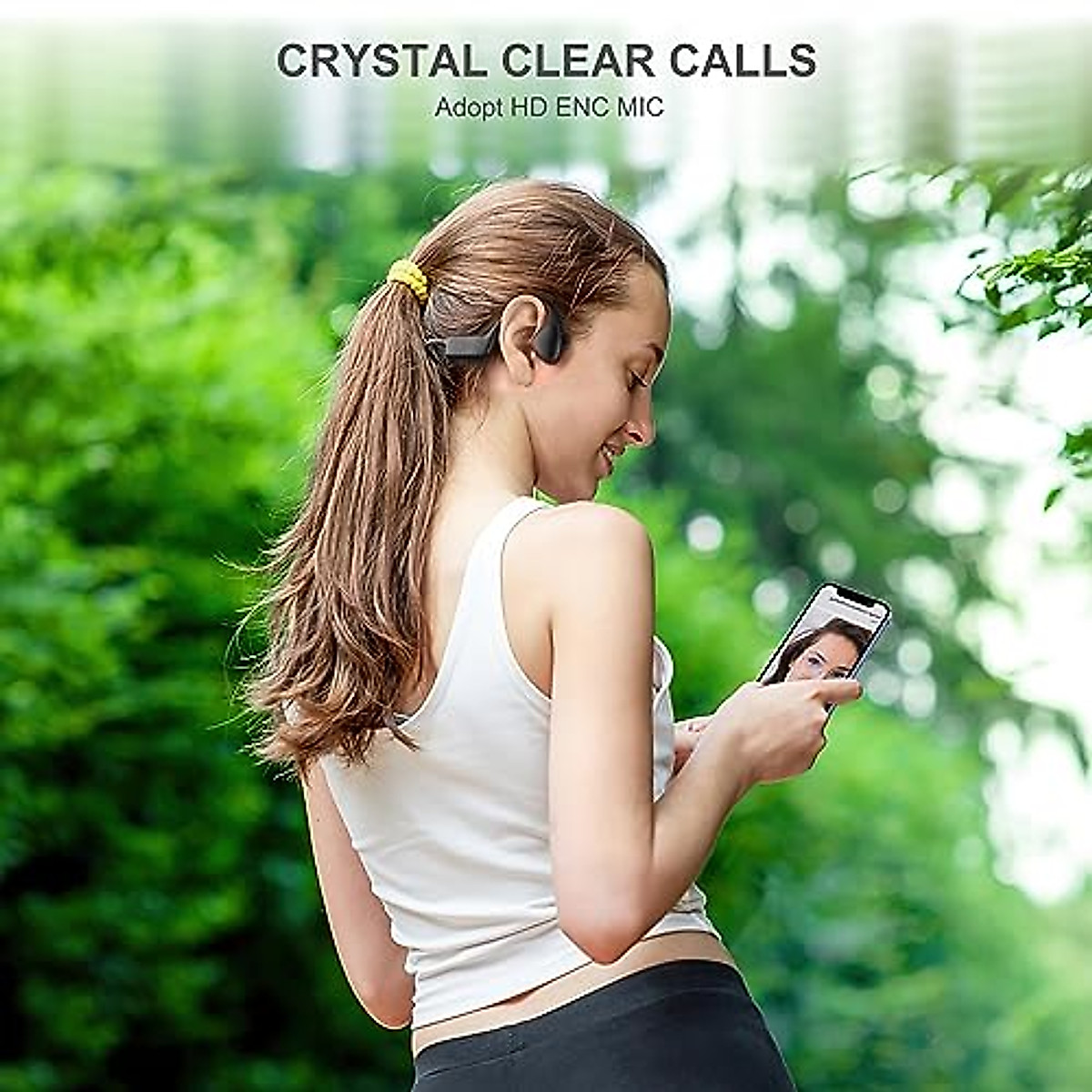 Qaekie Bone Conduction Headphones - Bluetooth 5.3 Open Ear Headphones with HD Mic,12hrs Playtime Deep Bass Sport Wireless Headphones,Sweatproof Bone Headphones for Running,Cycling,Hiking,Driving