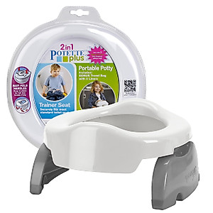 Kalencom Potette Plus 2-in-1 Travel Potty and Trainer Seat - Dual-Purpose Potty Training Toilet Seat - Portable Potty for Toddler Travel - With Durable, Lock-In Legs and Splash Guard - Red
