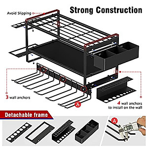 CHAMUTY Power Tool Organizer Wall Mount - Efficient Storage Rack for Garage with Drill Bit Holder and Tool Box Organizer for Men Dad Father Day Gift