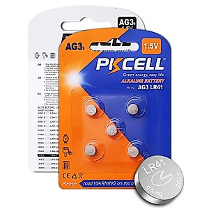 PKCELL AG3 1.5V Battery LR41 392 384 192 Button Alkaline Cell for Digital Thermometer- 5Count