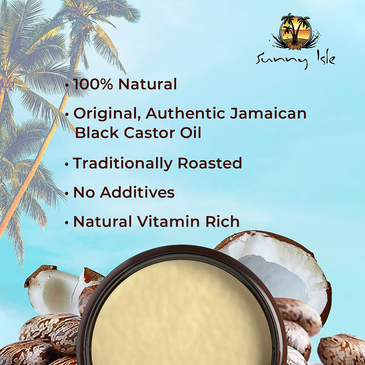 Sunny Isle Coconut Jamaican Black Castor Oil Pure Butter 8oz | Hair and Skin Care