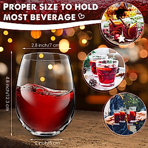 Set of 8 Stemless Wine Glasses 17 Oz, Red or White Wine Clear Glasses, Crystal Drinking Glasses for Wedding Anniversary Birthday Graduation Party Gifts