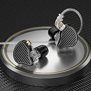 KZ x HBB PR2 13.2mm Planar Driver in Ear Monitor,HiFi IEM Earphones with N52 Magnet Array Nanoscale Diaphragm,Detachable Silver-Plated Cable for Musician Singer Gaming Audiophile (Black, without Mic)