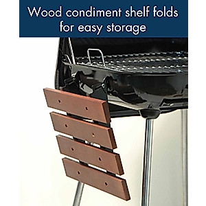 Marsh Allen 18623 22-Inch Covered Charcoal Brazier with Wood Shelf