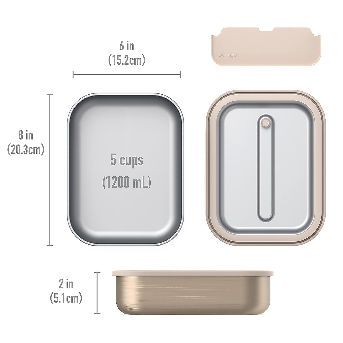 Bentgo® MicroSteel® Leak-Proof Lunch Box - Microwave-Safe, Oven-Safe, Bento-Style Container with Removable Divider, Airtight Lid, Sustainable Design, Odor & Stain Resistant (Gold)