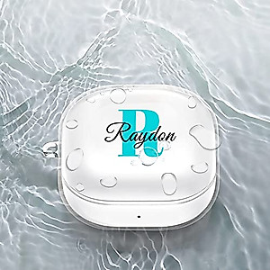 Custom Name Case Compatible with Samsung Galaxy Buds 2 Pro 2022 Release Buds Pro Buds Live Case Cover,Personalized Protective Earbuds Charging ​Crystal TPU Clear Cover with Keychain