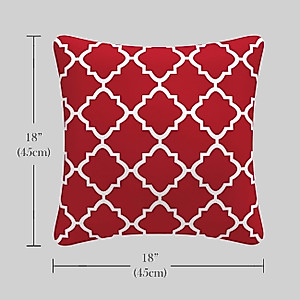 FBTS Prime Pack of 2 Outdoor Waterproof Decorative Throw Pillow Covers for Patio Furniture, 18x18 Inch Fade Resistant Patio Garden Cushions for Couch Bed Sofa, Geometric Red