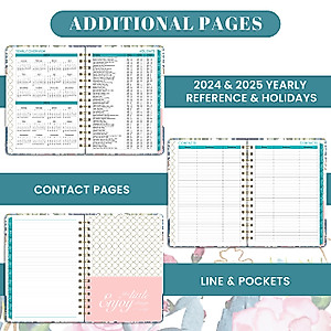 2024 Planner - Jan. 2024 - Dec. 2024 Planner 2024, Planner 2024, 2024 Planner Weekly and Monthly with Tabs, 6.4" x 8.5", Hardcover with Back Pocket + Thick Paper + Twin-Wire Binding - Flower
