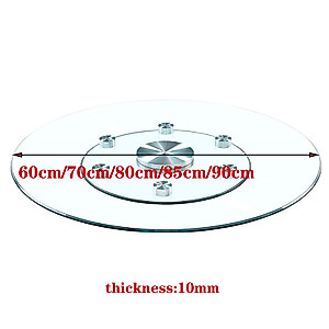 Tempered Glass Lazy Susan Turntable For Dining Table, Round Table Top Rotating Tray, Transparent Rotating Round Turntable 80 CM, Aluminum Alloy Bearing, Silent/Smooth/Not Easy To Dump Aluminium Alloy