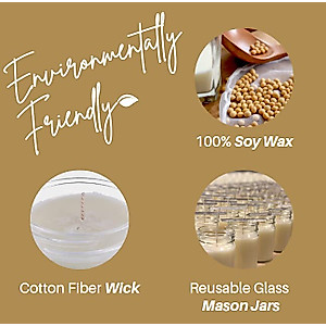 Nika's Home Vanilla Sugar Soy Candle 12oz Mason Jar Non-Toxic White Soy Handmade, Long Burning 50-60 Hours Highly Scented All Natural, Clean Burning Large Candle Gift Décor