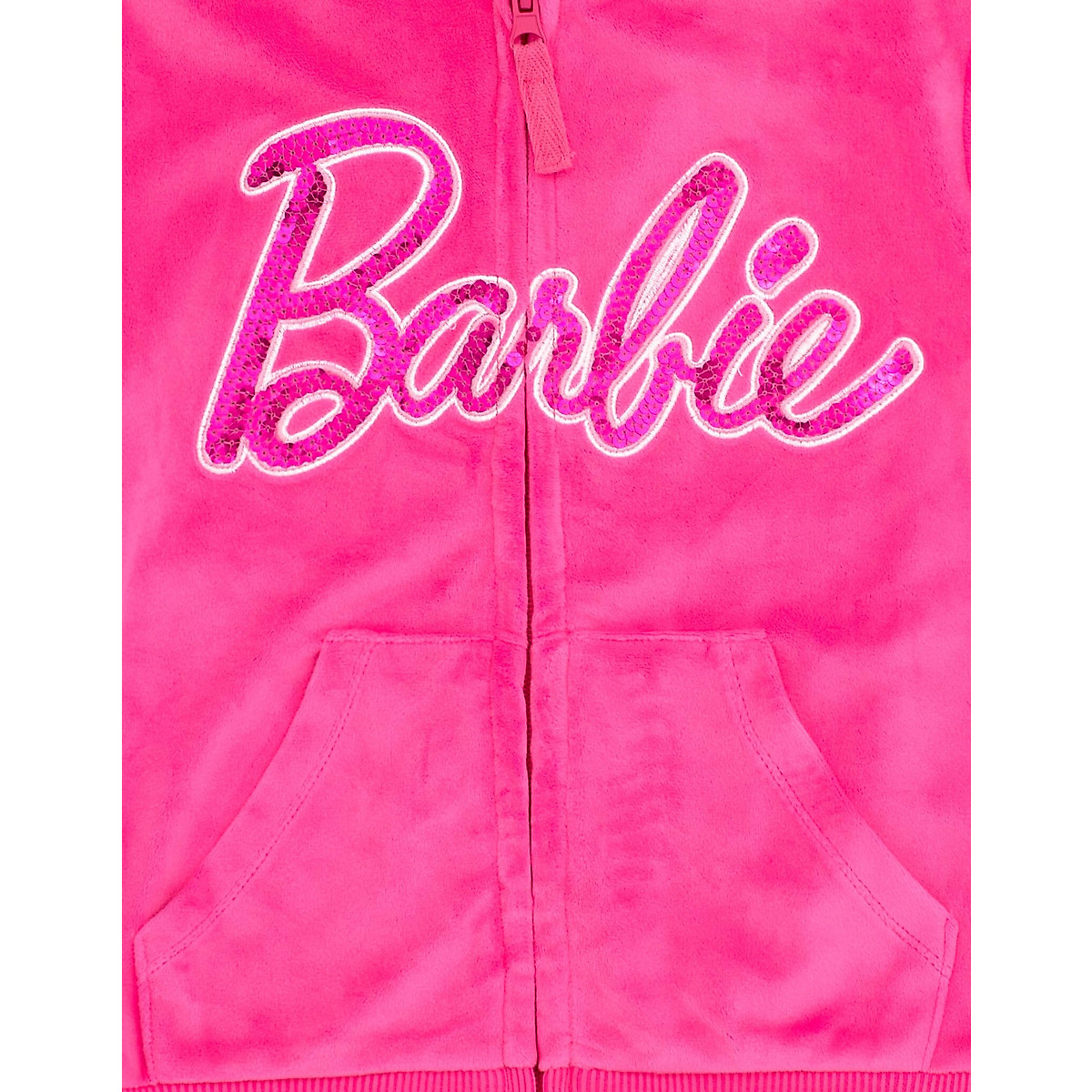 Barbie Little Girls Velour Zip Up Hoodie Pants Outfit Set Pink 7-8
