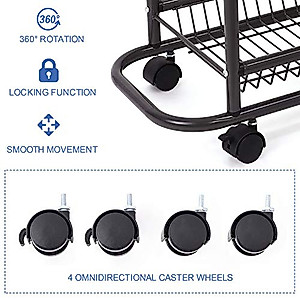 Lucalda Laundry Sorter Cart Movable Bathroom Organizer Gray Laundry Storage Baskets with Heavy Duty Rolling Wheels 3-Tier Storage Shelves with 1 Bag for Clothes