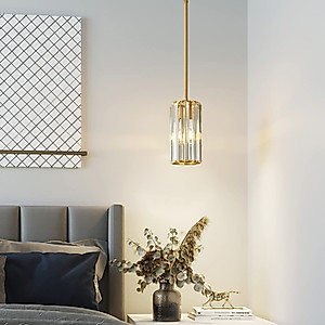 zhllmq Gold Pendant Lighting Modern Pendant Light Mini Crystal Chandeliers Adjustable Pendant Light Fixture for Kitchen Island Dinning Room Corridor Bedroom(Gold 3-Pack)