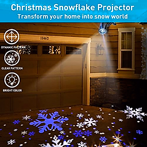 EAMBRITE Christmas Projector Lights LED White Blue Rotating Snowflake Projector Light for Birthday Wedding Theme Party Garden Home Winter Outdoor Indoor Decor