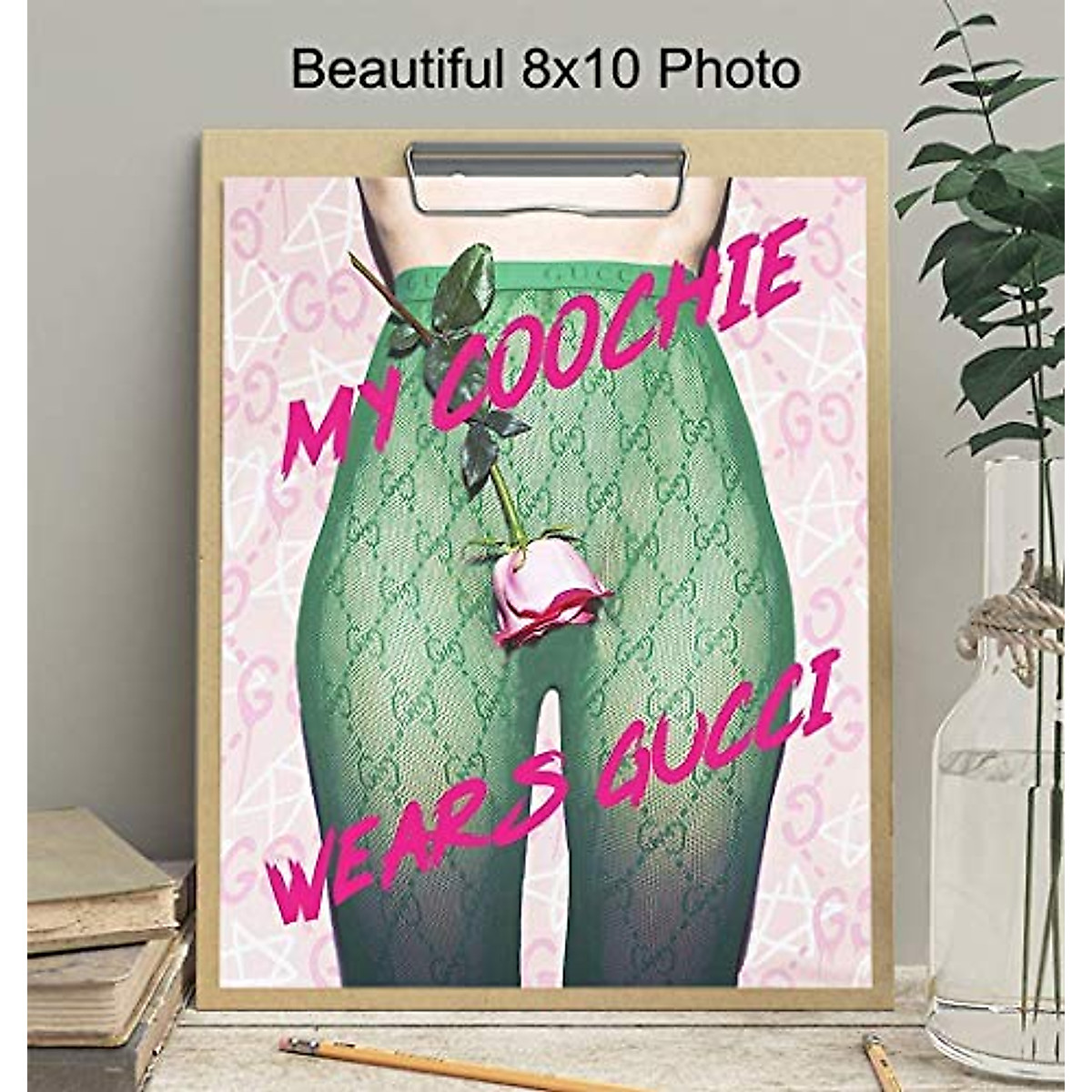 Glam High Fashion Design Wall Decor - Luxury Couture Art - Chic Modern Contemporary Home Decorations for Bedroom, Bathroom, Bath - Funny Gift for Women, BFF, Best Friend, Designer Fashionistas