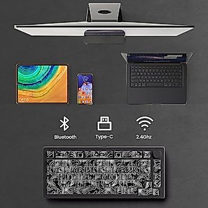 MONSGEEK M1 V5 Aluminum Mechanical Keyboard 75% Topographic Theme Quick Release Gaming Keyboard with Knob, 8000 mAH RGB Hot-swappable Black Custom with Side-Printed Keycaps Pre lubed Piano Switch