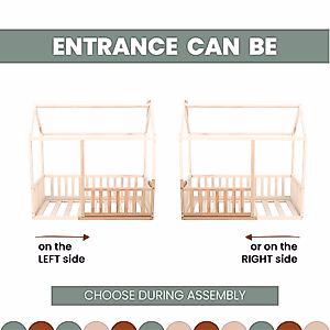 FULL size house bed frame for toddler, Montessori floor bed for kids, Full size toddler bed frame with SLATS