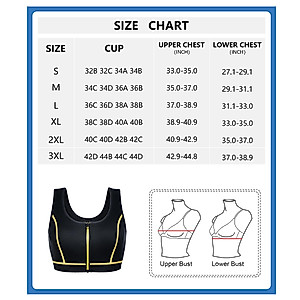 CtriLady Women High Impact Neoprene Sport Bra Front Zipper Crop Tank Top Full Cup Vest for Surfing Snorkeling Fitness (Black Yellow,M)