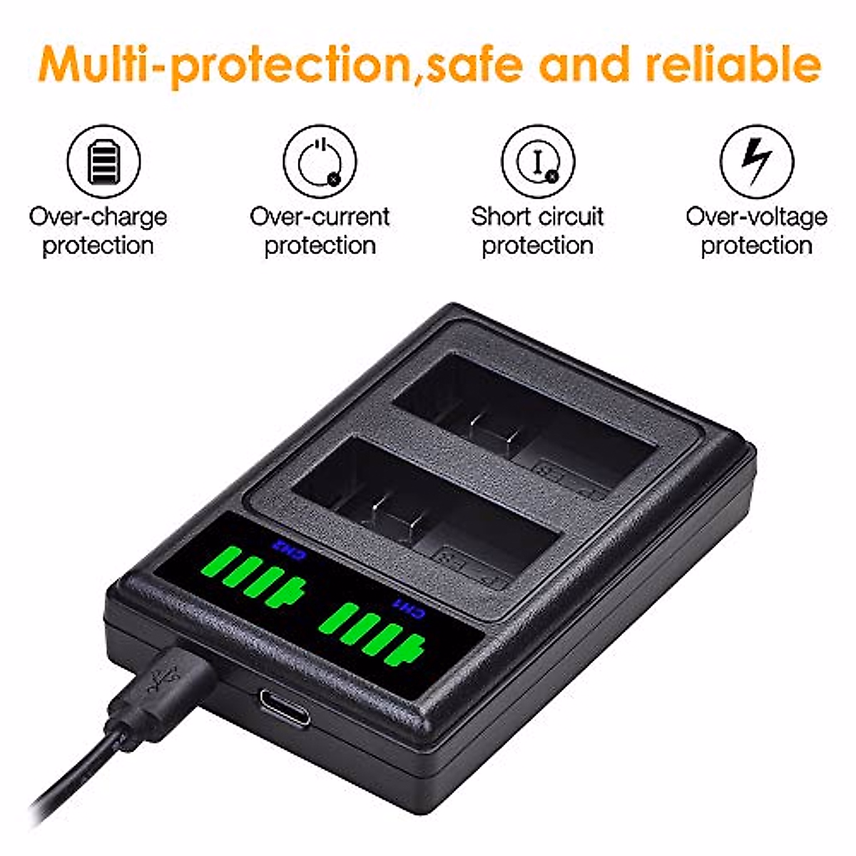 LP-E8, Pickle Power LPE8 Battery and LED USB Dual Charger Replacement for Canon Rebel T5i T4i T3i T2i EOS 550D 600D 650D 700D Kiss X4 X5 X6 LC-E8E DSLR Digital Camera