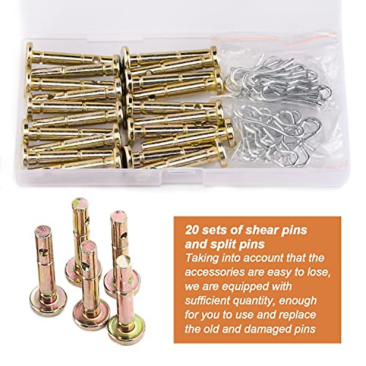 20 pcs Shear Pin and 20 pcs Cotter Pins for Snowblower,Apply to 738-04124 and 714-04040 Snow Blowers Parts Replacement
