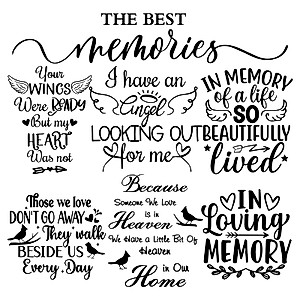 7 Pcs Vinyl Wall Quotes Stickers Memorial Wall Decals Peel and Stick Saying Sticker Because Someone We Love is in Heaven Wall Decal for Losing Home Living Room Decor