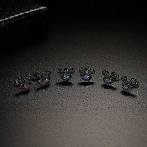 Foruiston Mouse Stud Earrings Tiny CZ 925 Sterling Silver Post Hypoallergenic Dainty Ear jewelry for Women Friends Birthday Gift (Blue)