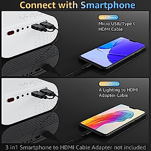 Mini Full HD Projector, Portable Movie Home Outdoor Projector, Compatible with HDMI, USB, Laptop, TV Stick, PS5, iOS & Android, U Disk, Game Console