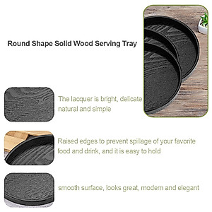 Solid Wood Tea Tray, Wooden Round Shape Serving Tray for Food and Coffee Non Slip Fruit Platters Party Dinner Plate Breakfast Server with Raised Edges(30cm)