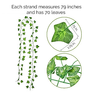 Elements Fake Ivy Garland, Poly Silk Ivy Wall decor with UV protection, Indoor Outdoor Décor for Living Room, Bedroom , Party, Wedding and Patio and Poolside, 79 Inch, 1680 Leaves, Green