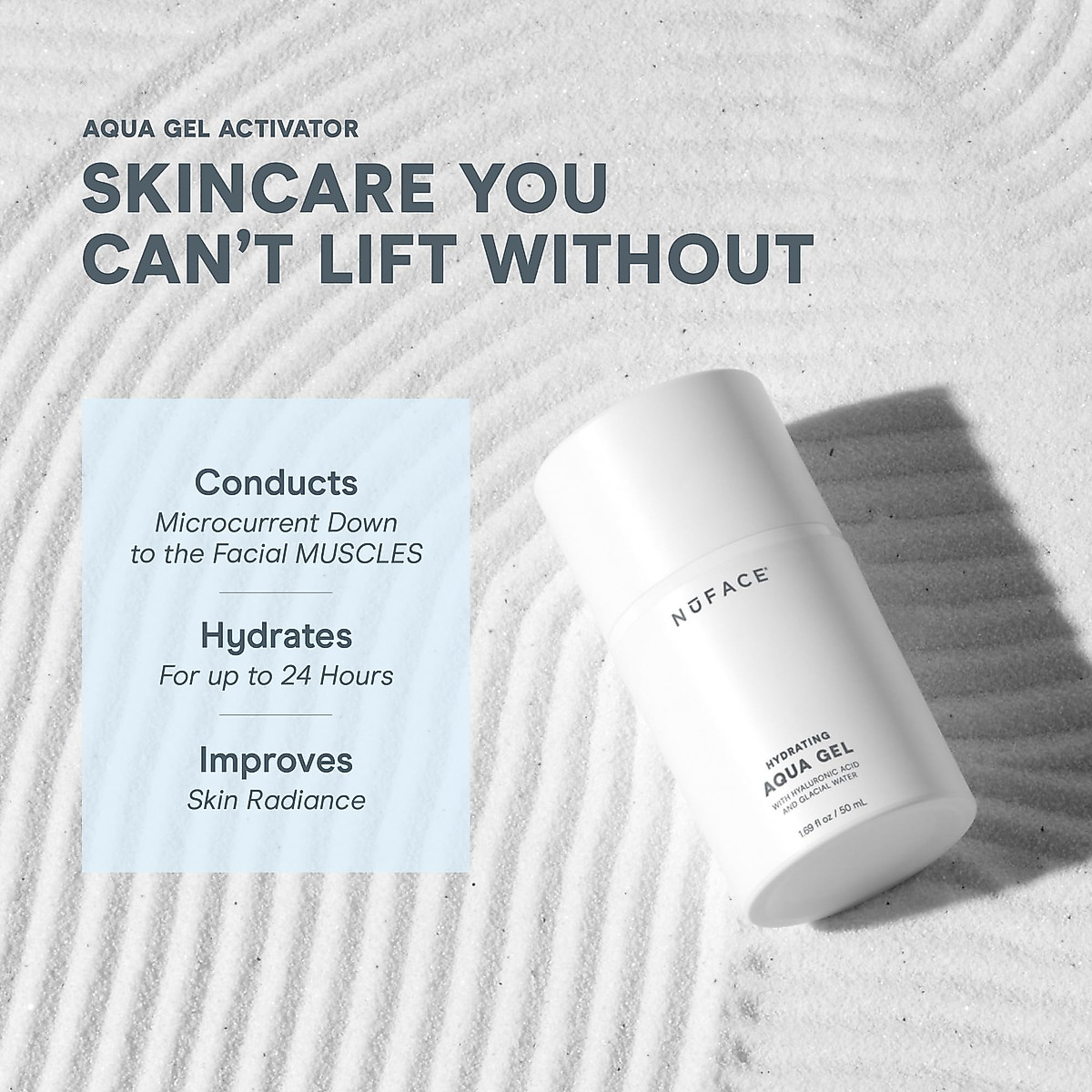 NuFACE Aqua Gel Activator - Microcurrent Conductive Gel & Activator Powered by IonPlex & Hyaluronic Acid to Enhance Results of NuFACE Microcurrent Facial Device - Improves Skin Radiance (3.3 oz)