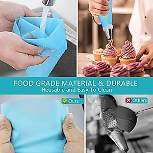 Piping Bags and Tips Set, Cake Decorating Supplies for Baking with Tips and Reusable Pastry Bags, Silicone Rings,Standard Converters,Cake Decorating Tools for Cookie Icing Cakes Cupcakes
