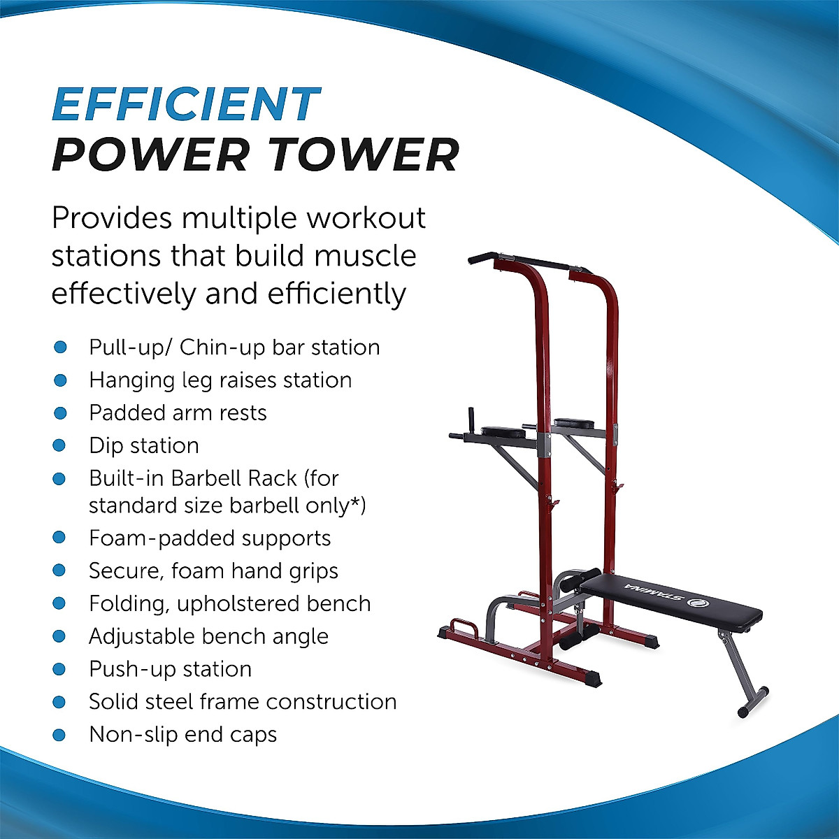 Stamina Products 735 Freestanding Adjustable Full Body Power Tower and Bench