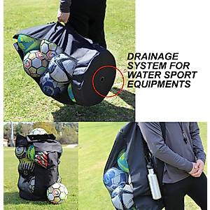 Fitdom Heavy Duty XL Soccer Mesh Equipment Ball Bag w/Adjustable Shoulder Strap Design for Coach. with an Over-Sized Front Pocket for Sporting Accessories. Best for All Outdoor & Water Gears