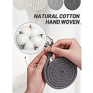 8 Pcs Absorbent Drink Coasters, 4 Styles Handmade BOHO Woven Coasters for Coffee Table, Heat-resistant Modern Cotton Coasters for Kinds of Cups Housewarming (4.3in)