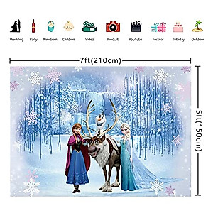 Frozen Ice World Princess Backdrop Winter Frozen Birthday Party Decoration Winter Children Photography Backdrop (7x5FT)