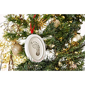 Pearhead Babyprints Double-Sided Christmas Photo Ornament with Clean Touch Ink Pad, Newborn Handprint or Footprint Kit, 2 Sided Baby's 1st Christmas Holiday Keepsake Ornament