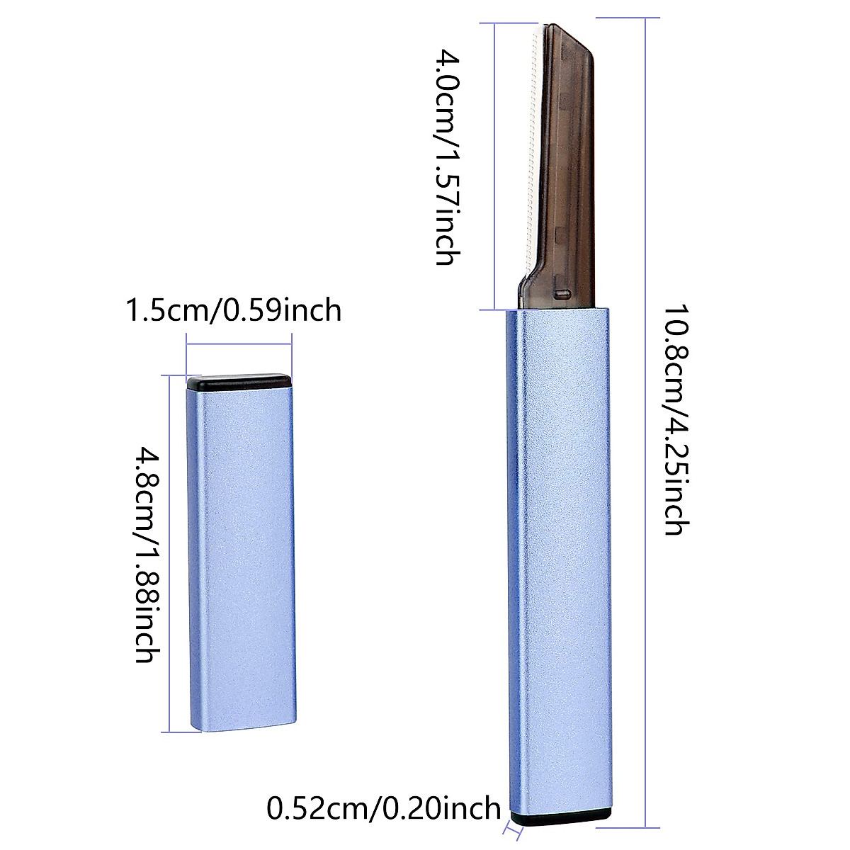 Dermaplaning Tool,Safe aluminum alloy eyebrow Razor, Eyebrow Trimmer Shaper,Face Razors for Women, metal matte material can be replaced with blades (Blue)