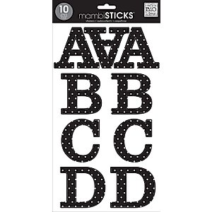 me & my BIG ideas Large Alpha Sticker, Cadence Black with White Dots