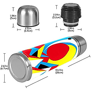 Stainless Steel Leather Vacuum Insulated Mug Geometry Thermos Water Bottle for Hot and Cold Drinks Kids Adults 16 Oz