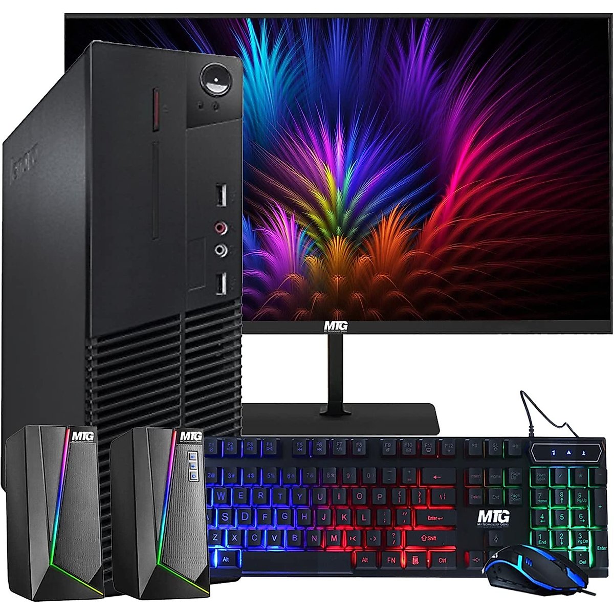 Lenovo ThinkCentre Computer Desktop PC, Intel Core i5 4th Gen, 16GB RAM, 2TB HDD, MTG New 22 inch LED Monitor, RGB Speaker and Keyboard Mouse, WiFi, Windows 10 Pro (Renewed)