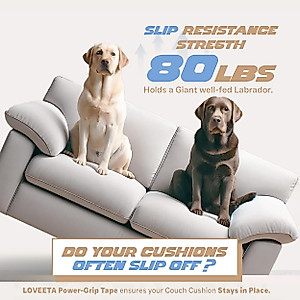 LOVEETA® 4.4'' × 20 Feet Power-Grip Couch Cushion Hook and Loop Tape, 2.0 PIB Heavy Duty Adhesive, Keep Couch Cushions from Sliding, Prevent Cushions from Sliding Outdoor, Mattresses, Carpets